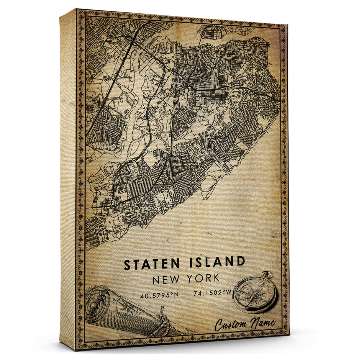 Staten Island Map Poster, New York Street map Staten Island Map City ...