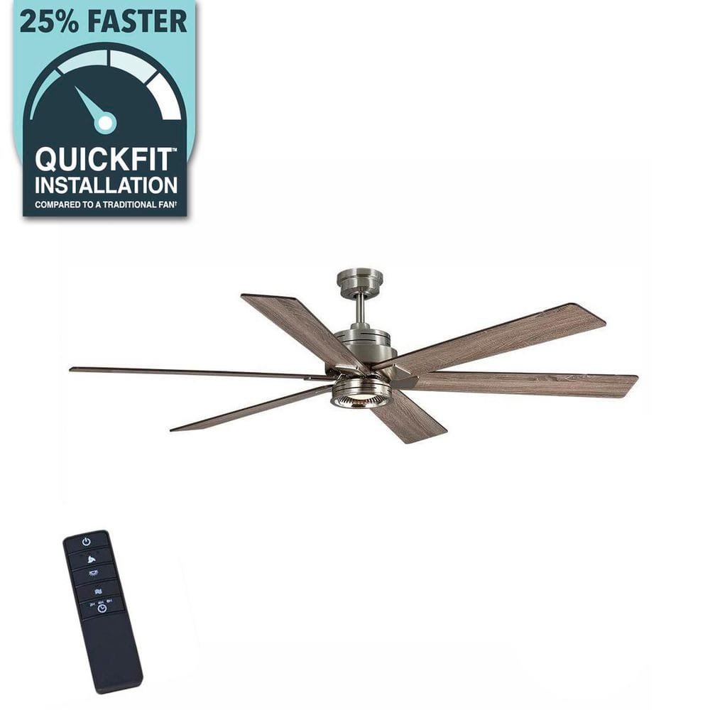 Statewood 70 in. Indoor LED Brushed Nickel Ceiling Fan with Light Kit ...