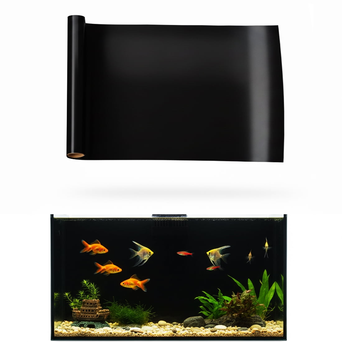 Static Cling Aquarium Background - Black Fish Tank Sticker | Easy ...