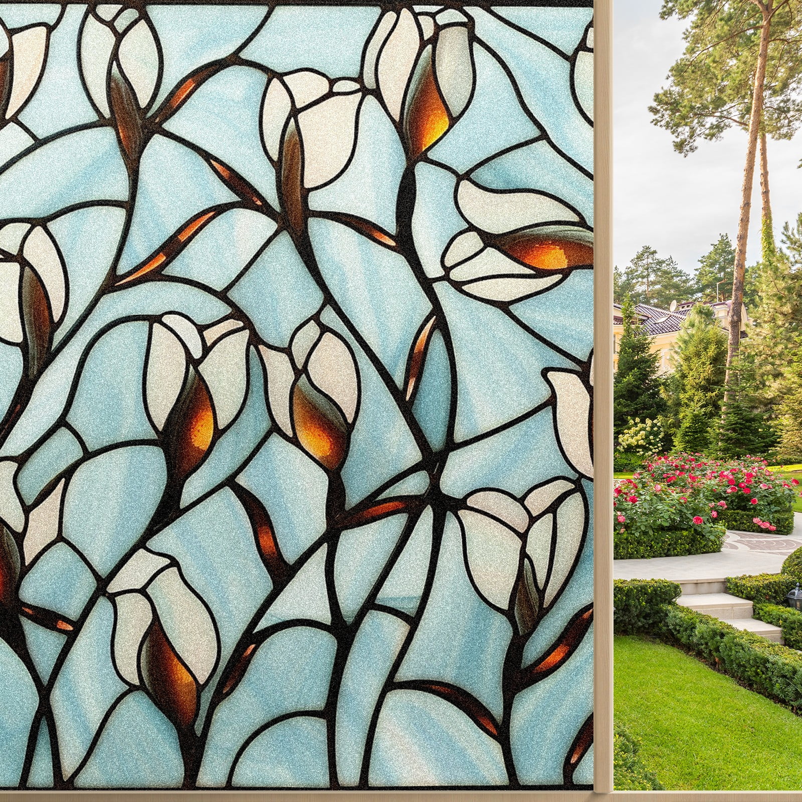 Static Cling Decorative Window Film Frosted Privacy Film Window Clings ...