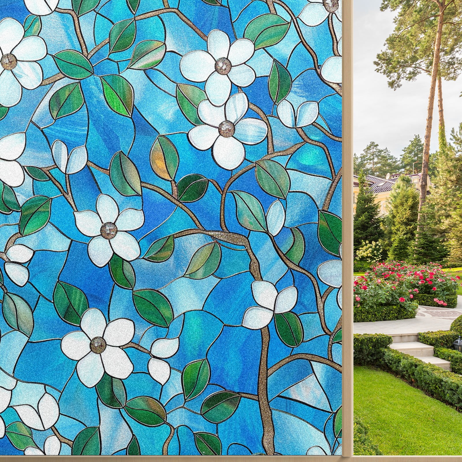 Static Cling Decorative Window Film Frosted Privacy Film Window Clings ...