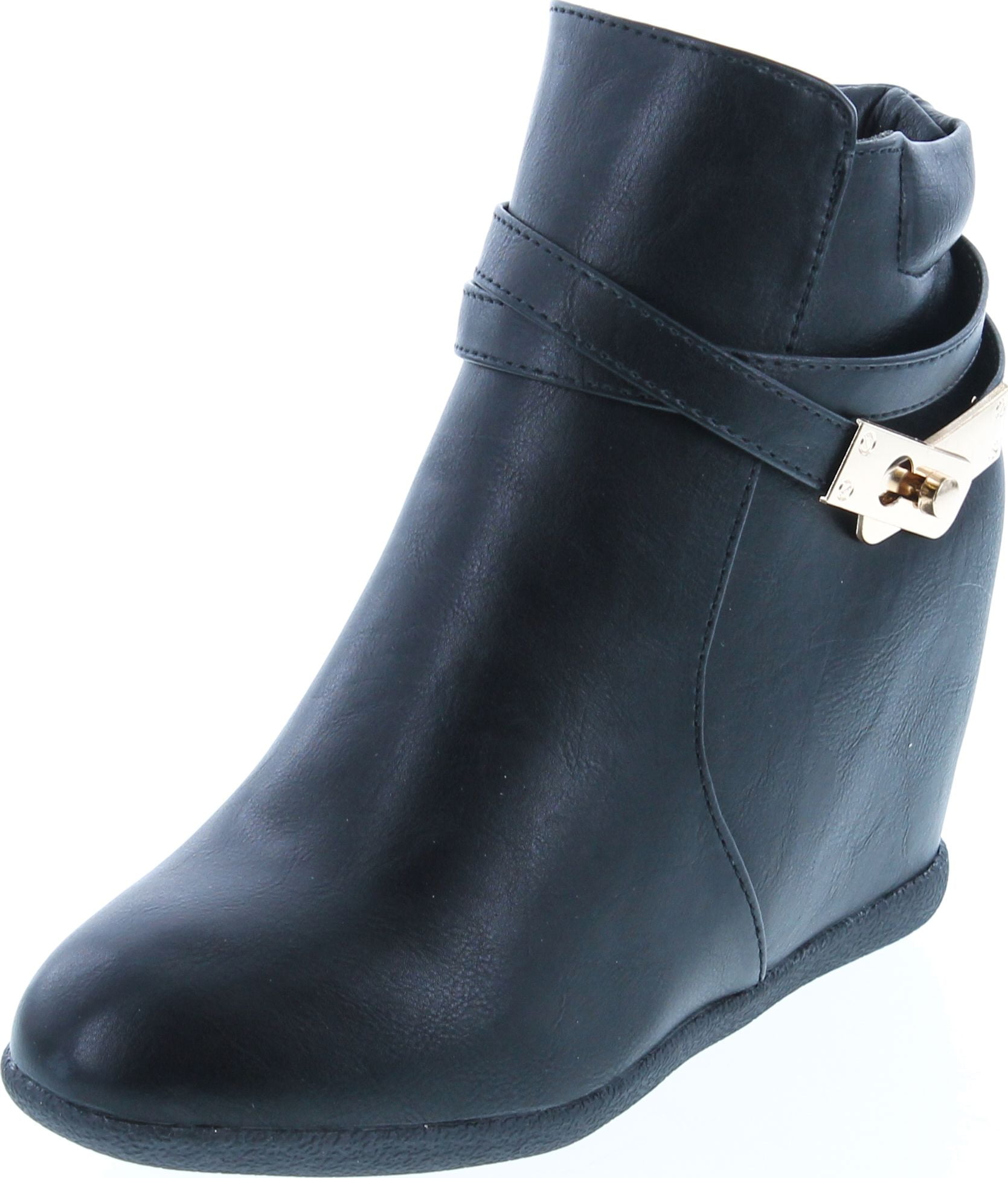 Static Footwear Cici-9 Womens Comfy Almond Toe Platform Hidden Wedge ...