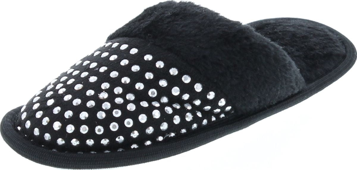 Static Footwear Girls Bling Fluffy Slip On Warm House Slippers ...