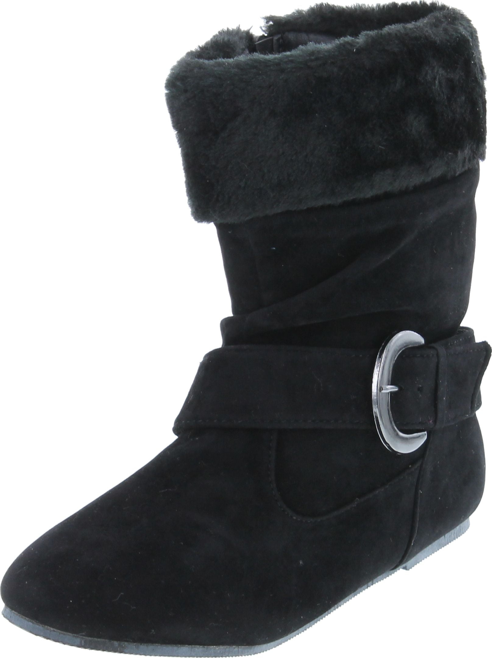 Static Footwear Girls Fashion Faux Suede Fur Cuff Boots - Walmart.com