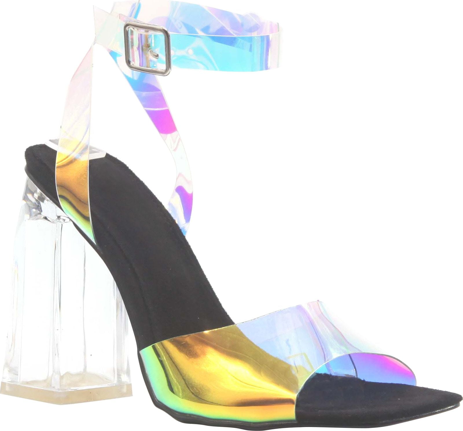 Static Footwear Womens Clear Chunky Block High Clear Heels for Women ...