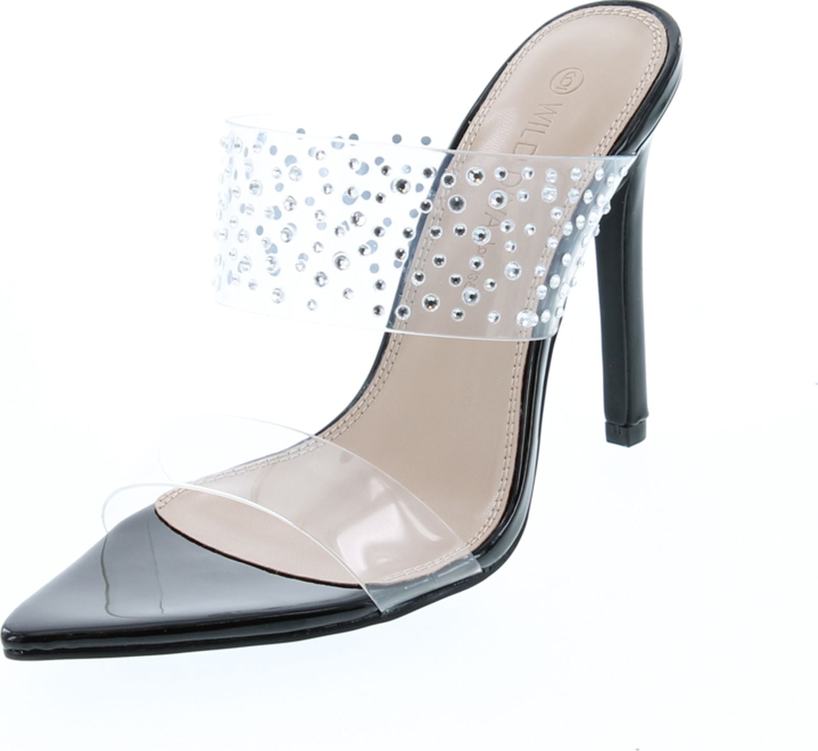 Static Footwear Womens Clear Strappy Dress Sandals with Crystal ...