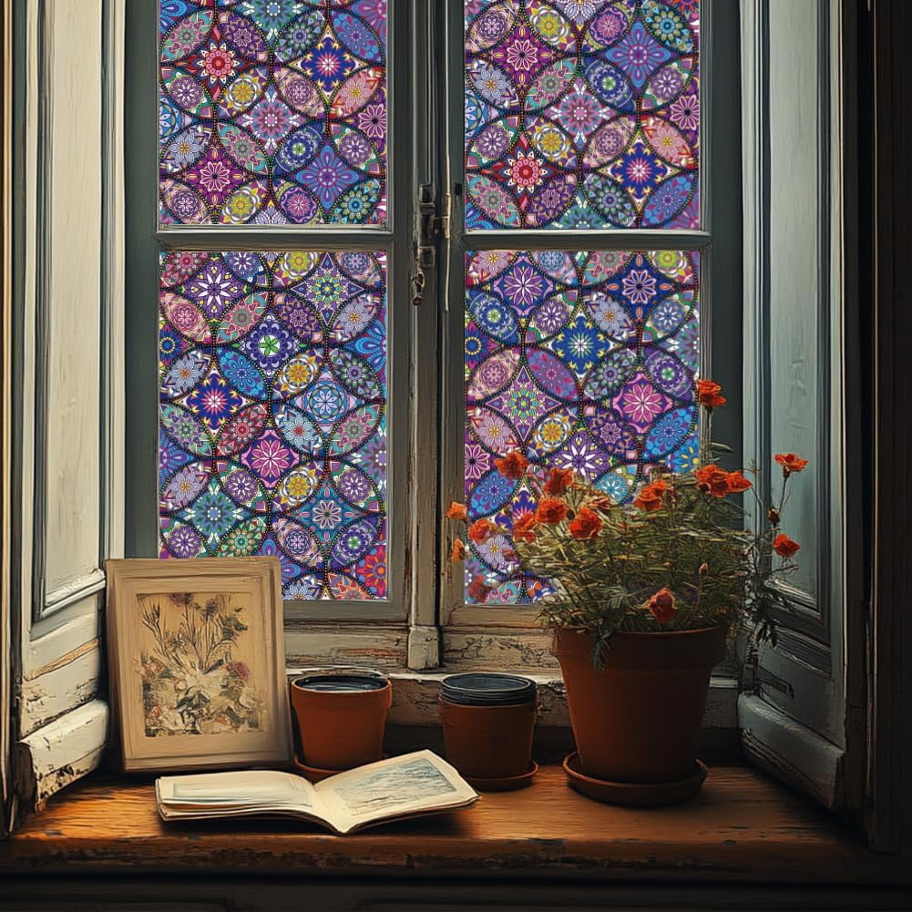 Static Window Clings Mandala Patterns 1 Sheet Reusable Window Decals ...
