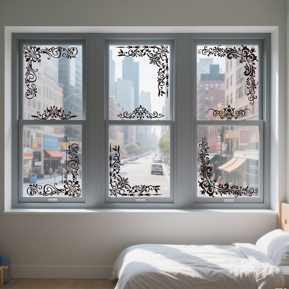 Static Window Clings Retro Pattern Corner 1 Sheet Reusable Window ...
