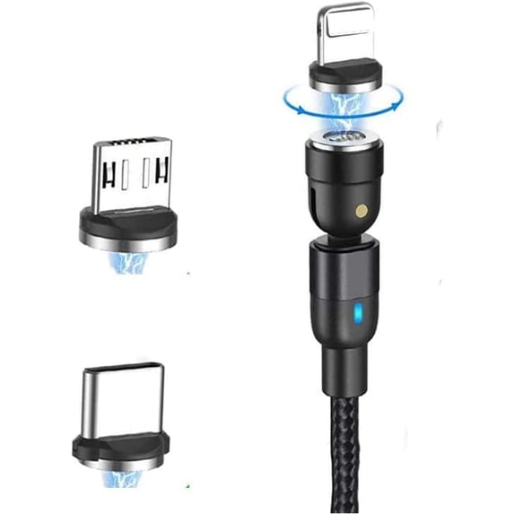 Statik 360 Magnetic Charging Cable - 3 in 1 Smart Rotating Charger with ...