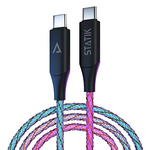 Statik Light Up Charger Cable - GloBright Braided LED Charging Cable ...