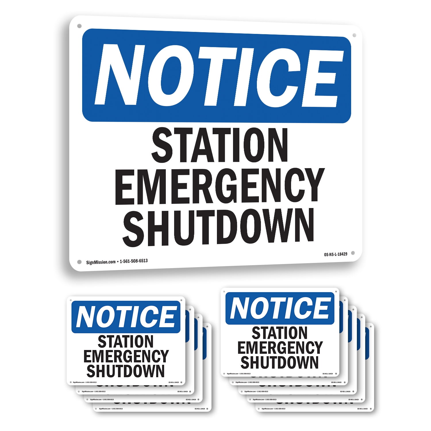 Station Emergency Shutdown OSHA Notice Aluminum Sign 24 Inch x 18 Inch ...