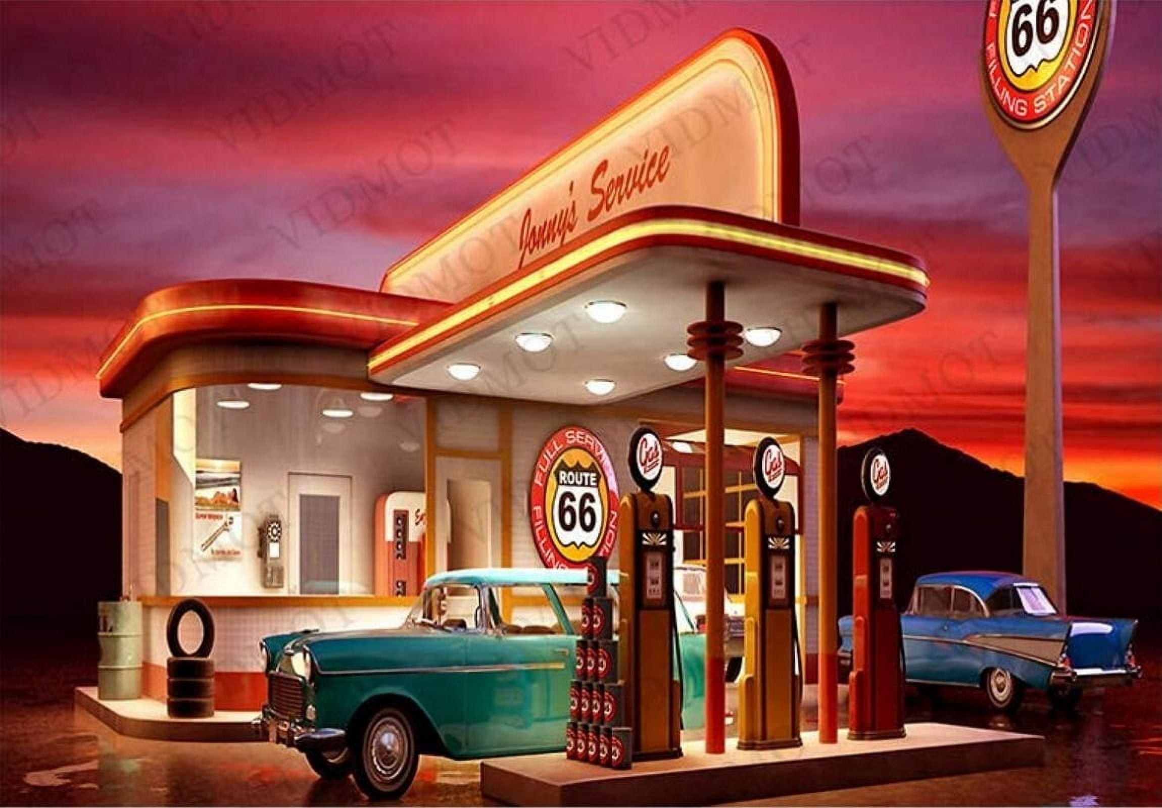 Station Vintage Car Background Custom Birthday Backdrop ration ...