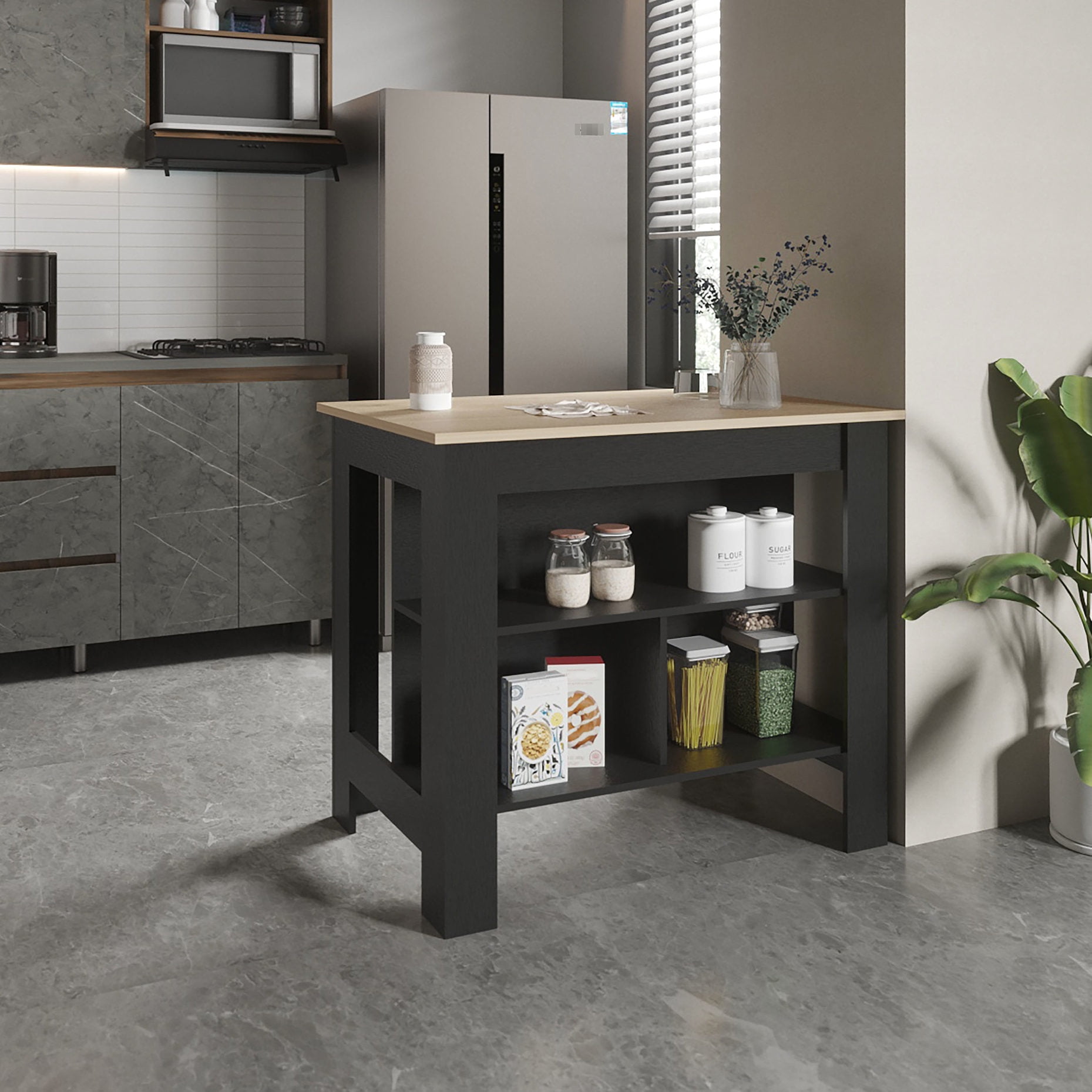 Stationary Kitchen Island | Ample Space with 40" Width | Easy - to ...