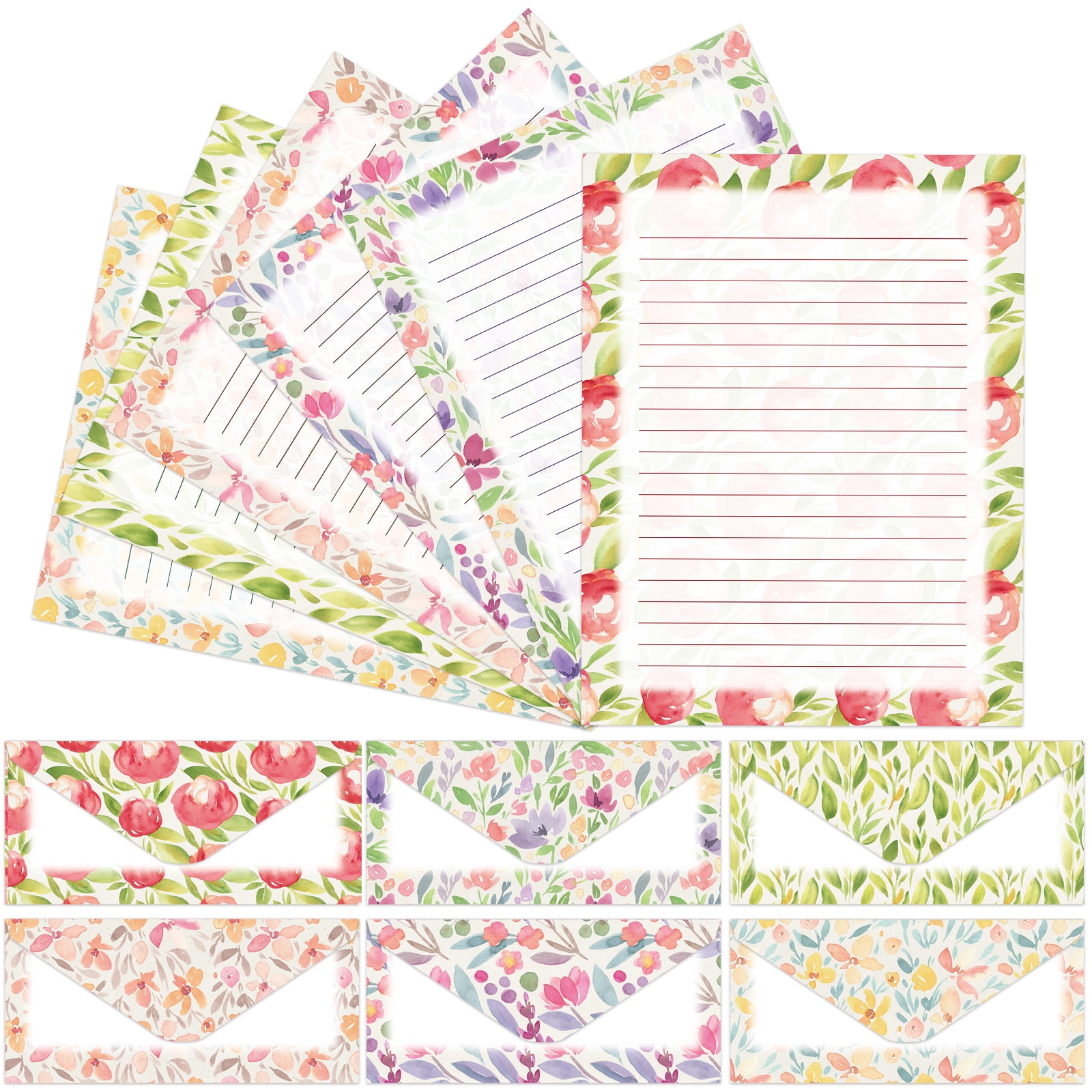 "Floral Decorative Stationery Set - 8.5"" x 11"" Letter Writing Paper ...