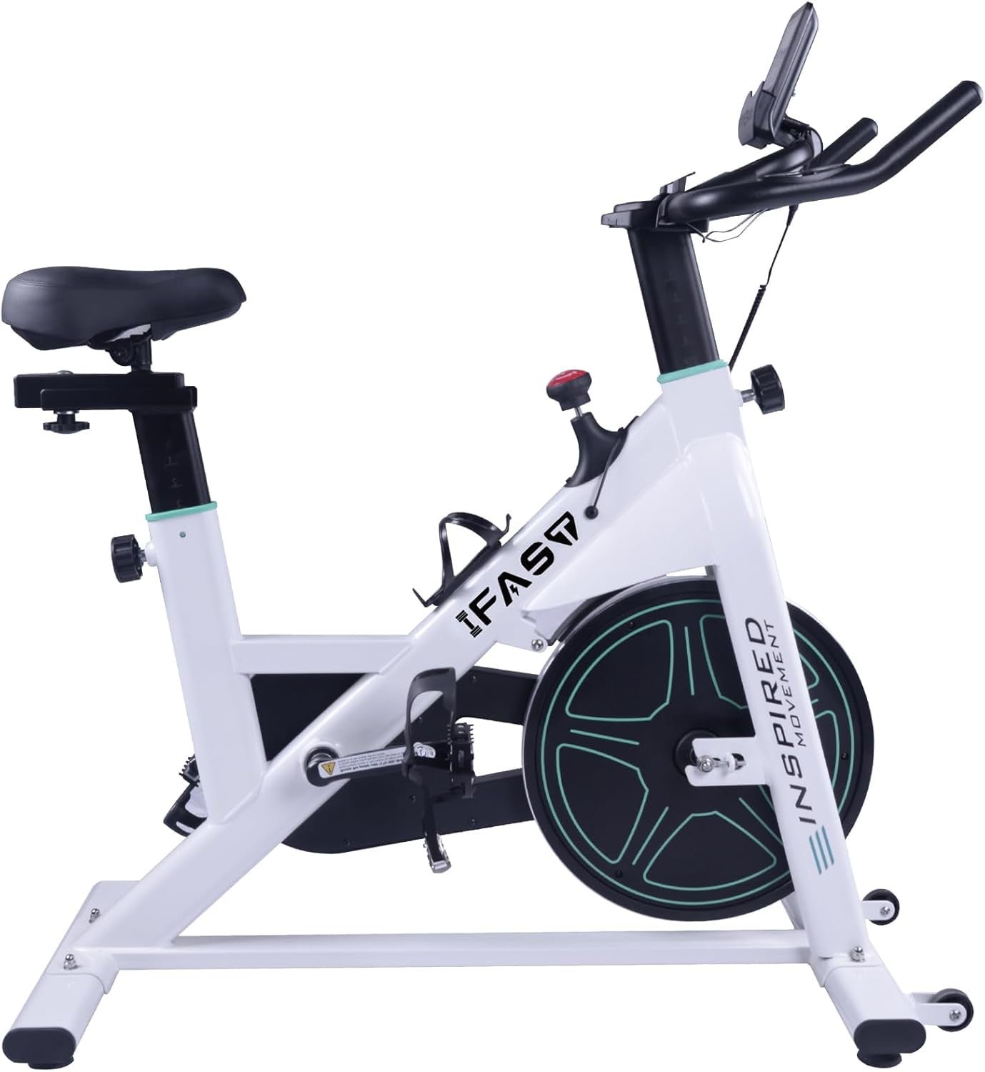 Stationary Spin Bike with 35lb Flywheel & 4-Way Adjustable Seat - White ...