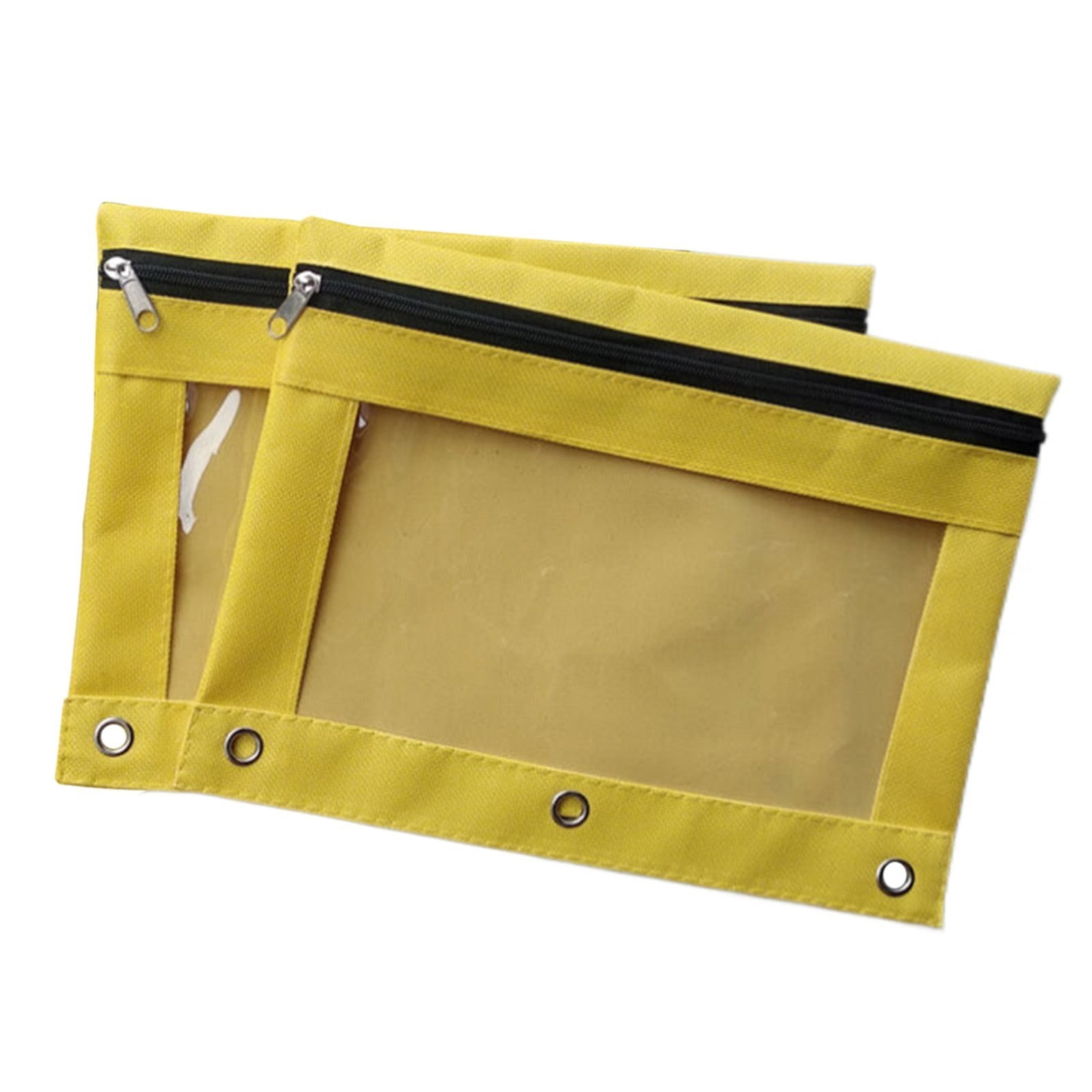 Stationery Bag Yellow, Pencil Pouch 2 Pack 3 Holes Zipper Pencil ...