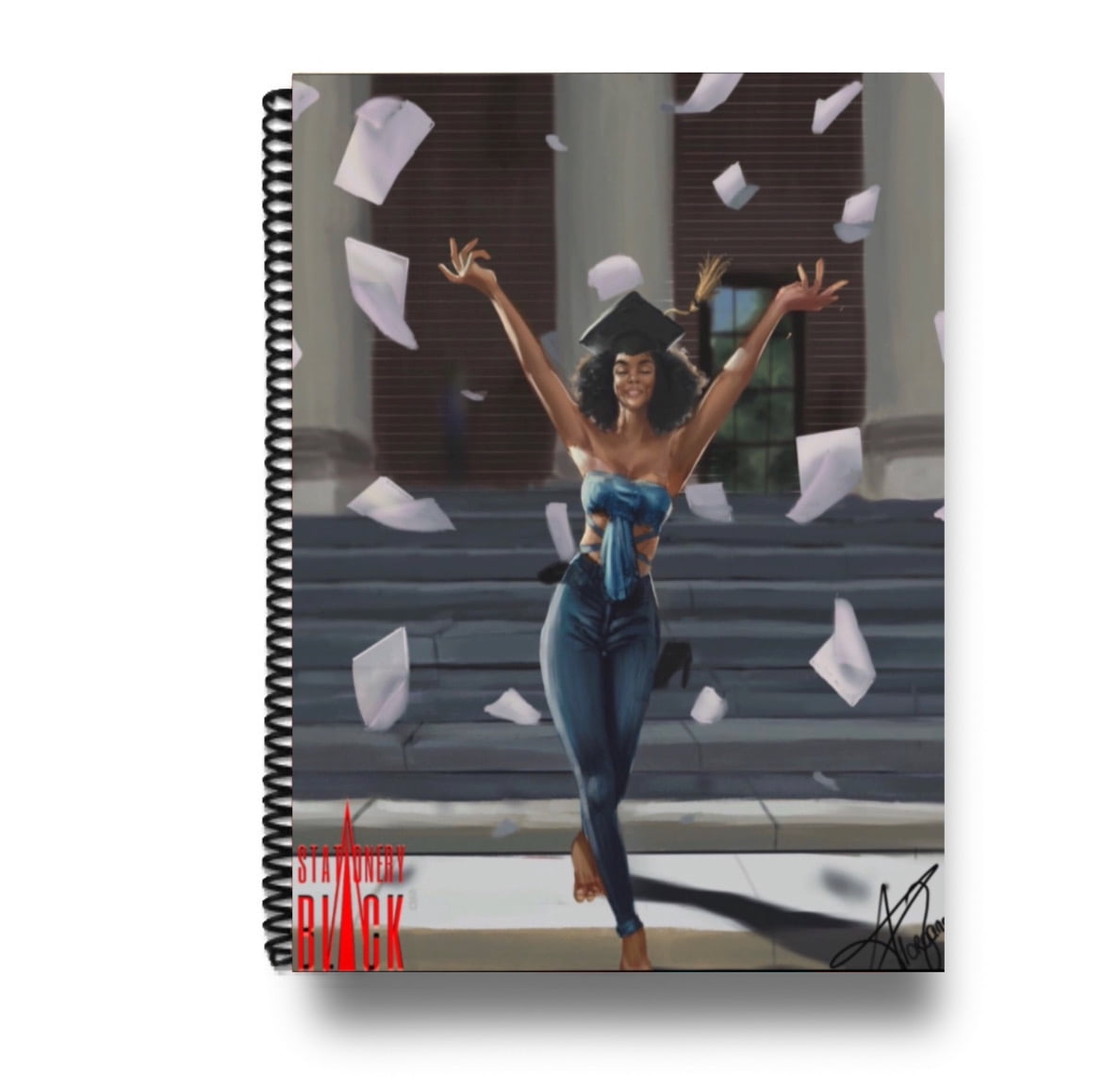 Stationery Black Notebook #7 , Soft Touch Cover, 7 x 9, 120 sheets ...