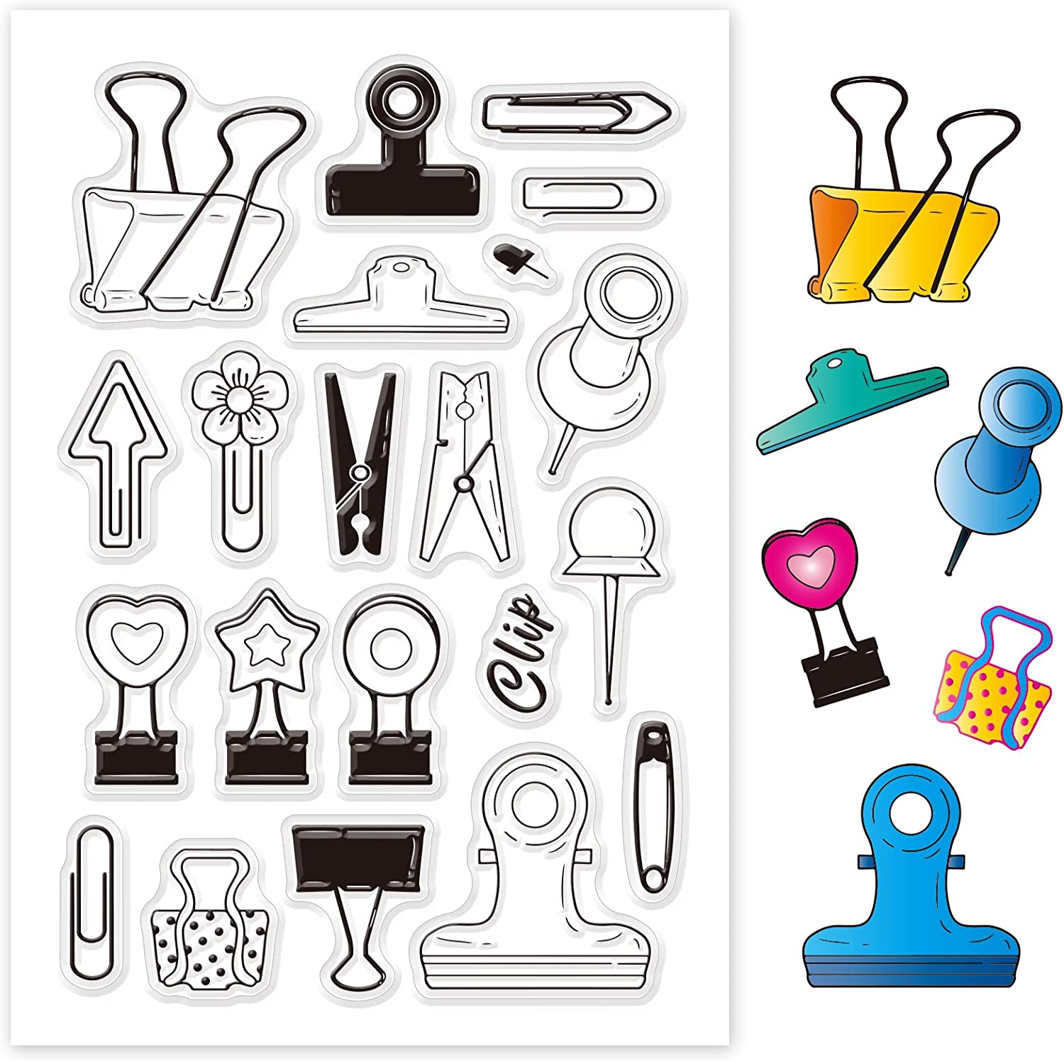 Stationery Clear Stamps Paper Clips Transparent Silicone Stamp Seal for ...