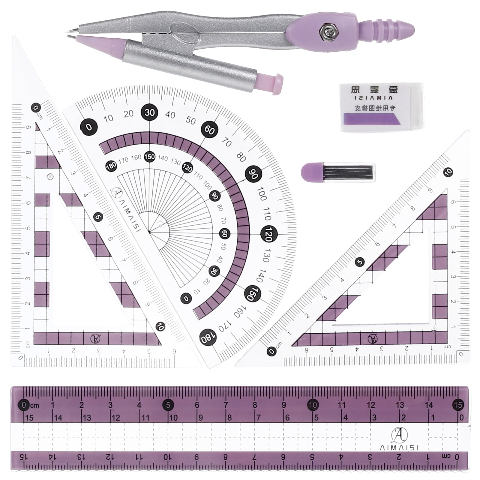 Stationery Compass Drawing Triangle Ruler Professional Kids Set Major ...