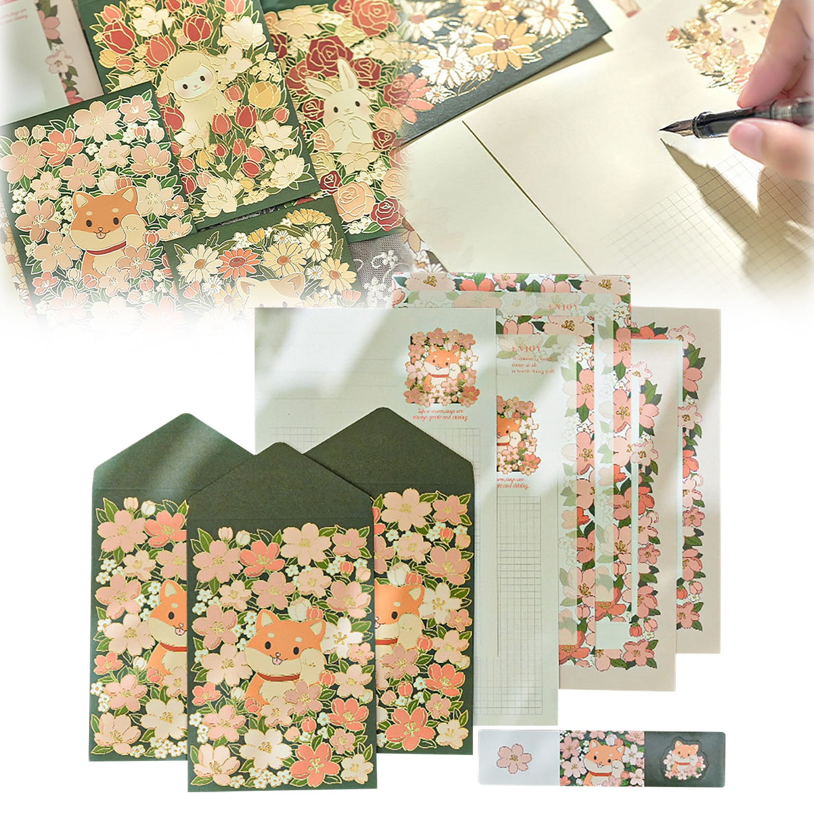 Stationery Paper And Envelopes Set Cute Animal Patterns Envelope Love ...