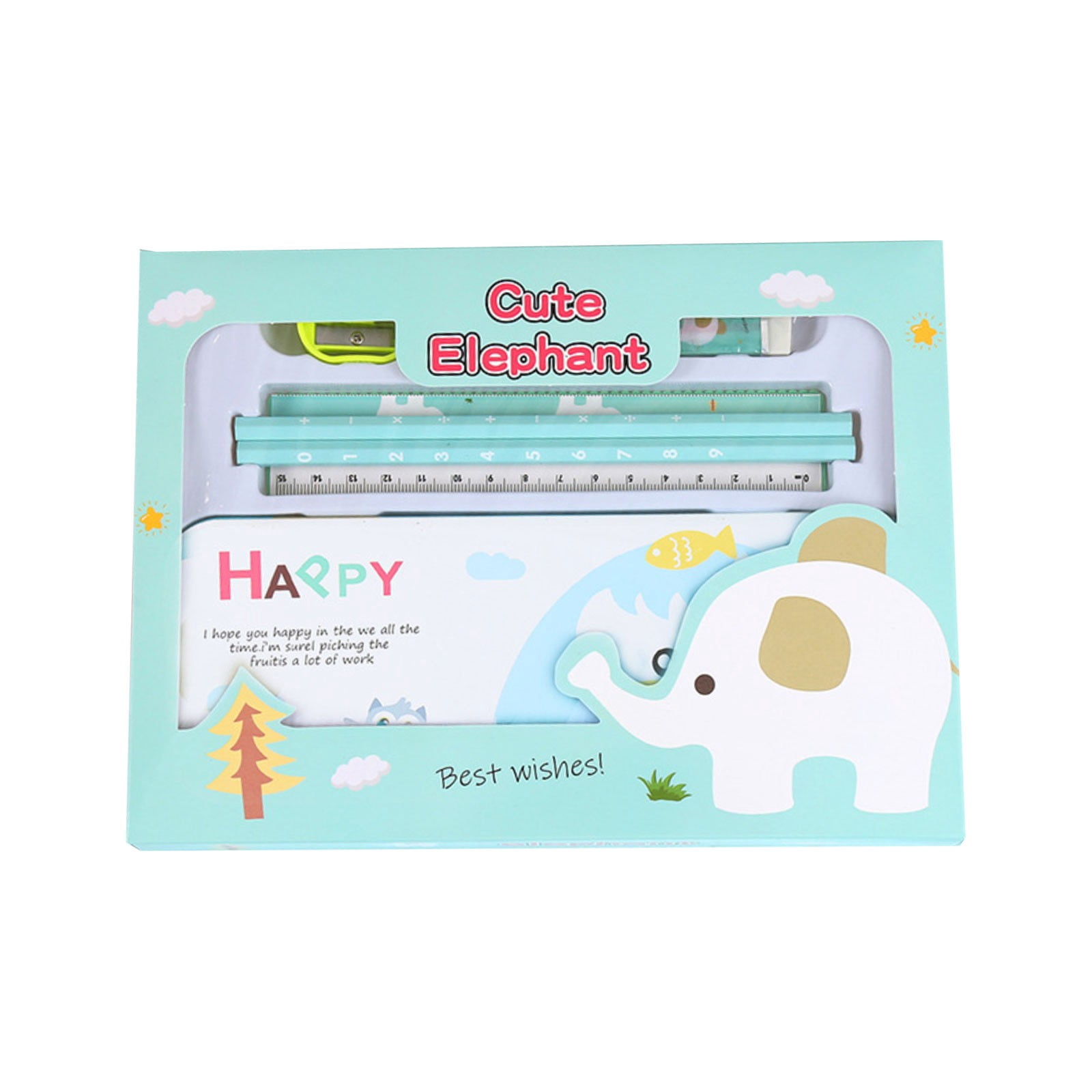 Stationery Set, 6Pcs Cute Cartoon Stationery Kit, Portable All-in-One ...