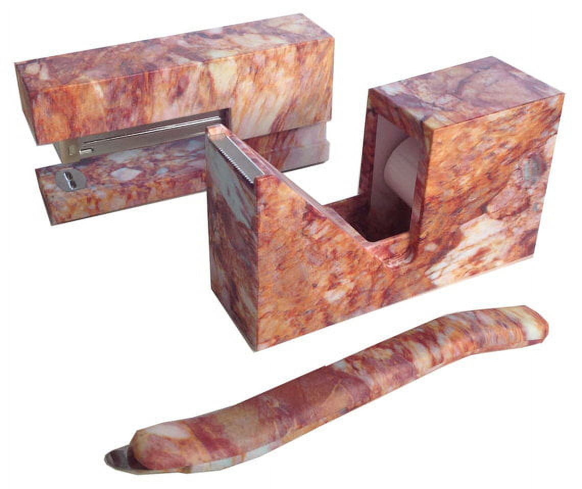 Stationery Set Marble Print - Stapler, Tape Dispenser & Staple Remover ...