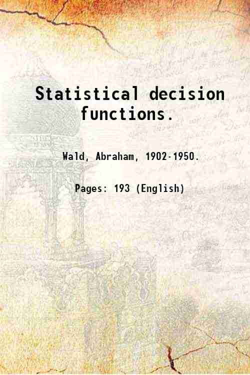 Statistical decision functions. 1950 - Walmart.com