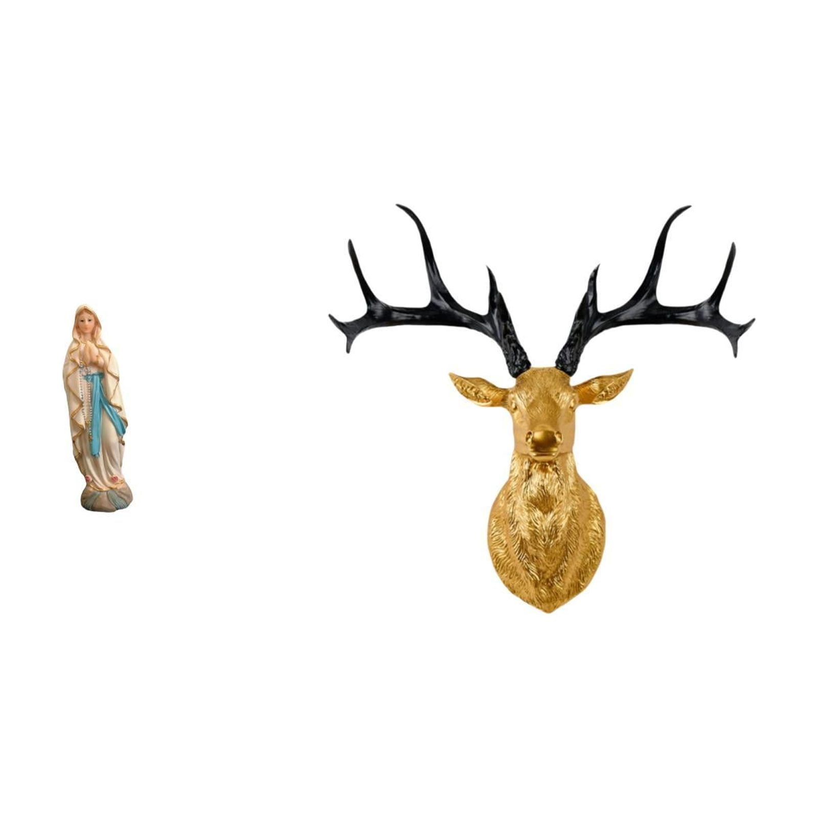 Statue Deer Head Virgin Mary Figurine Resin Material Home Office ...