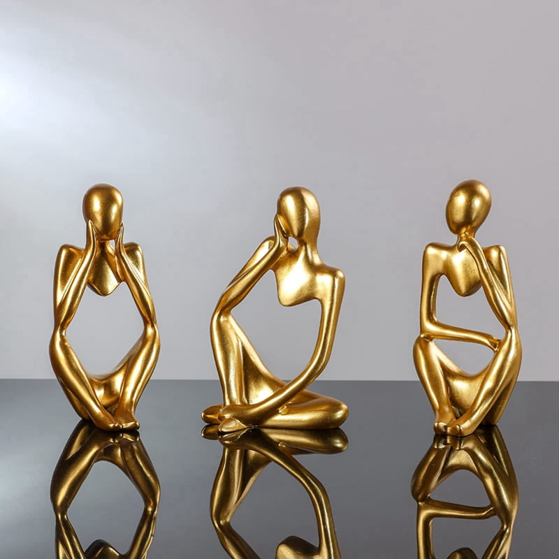 Statue Gold Decor Abstract Art Sculpture, Golden Resin Collectible ...