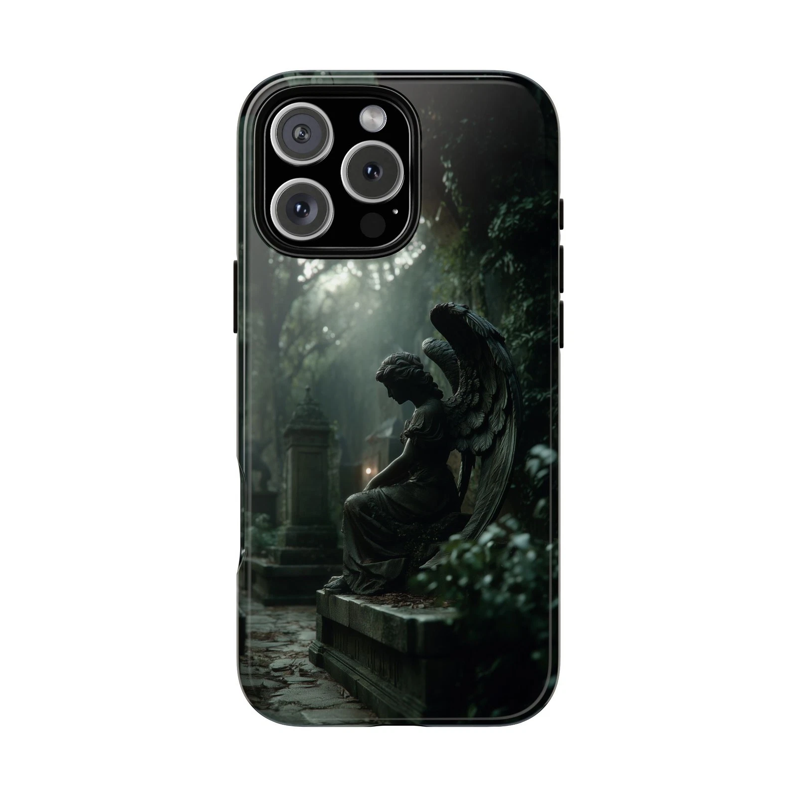 Statue Gothic Graveyard Scene Phone Case for iPhone 17 to 11 Pro Max ...