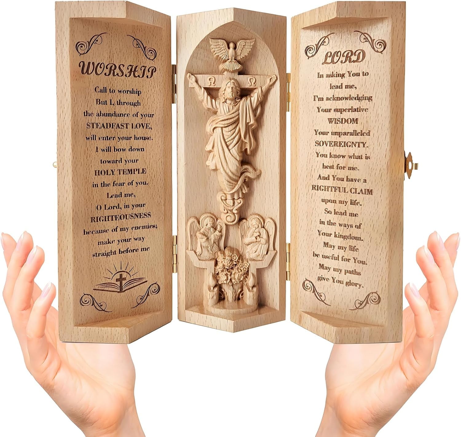 Statue of Jesus Prayer Box Christian Decor - Catholic Wooden Statue ...