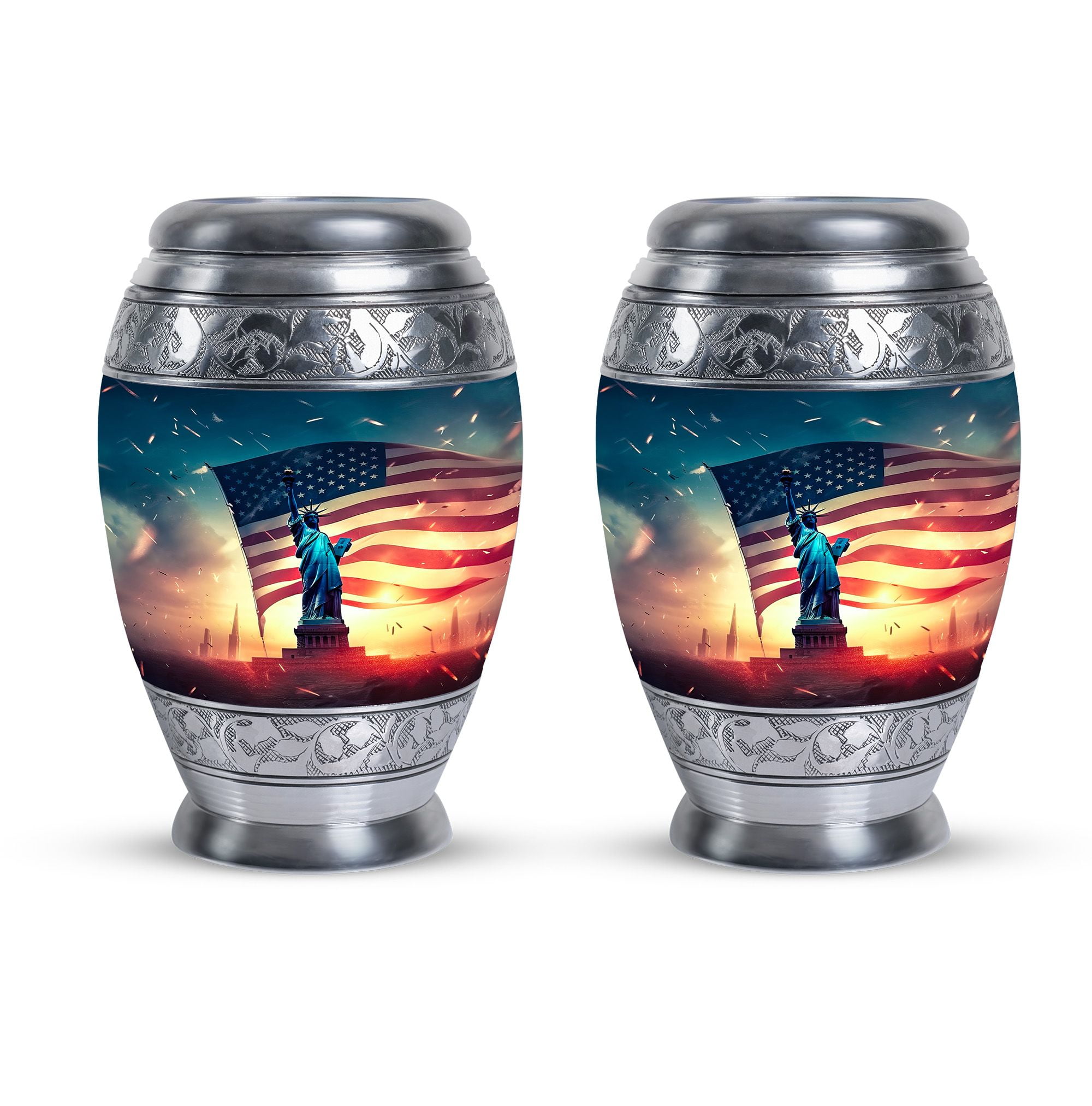 Statue Of Liberty American Flag Ashes Urn For Human, Burial Urns For ...