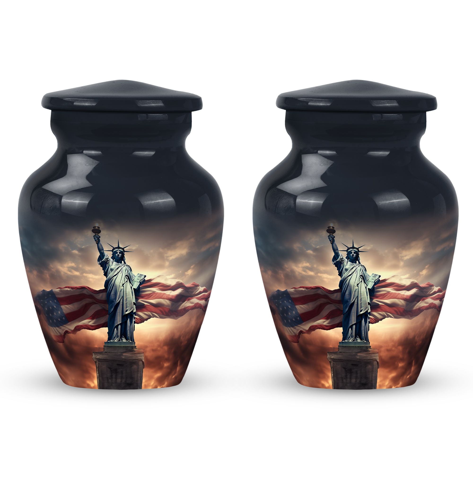 Statue of Liberty with Flowing American Flag - Urns For Human Ashes ...
