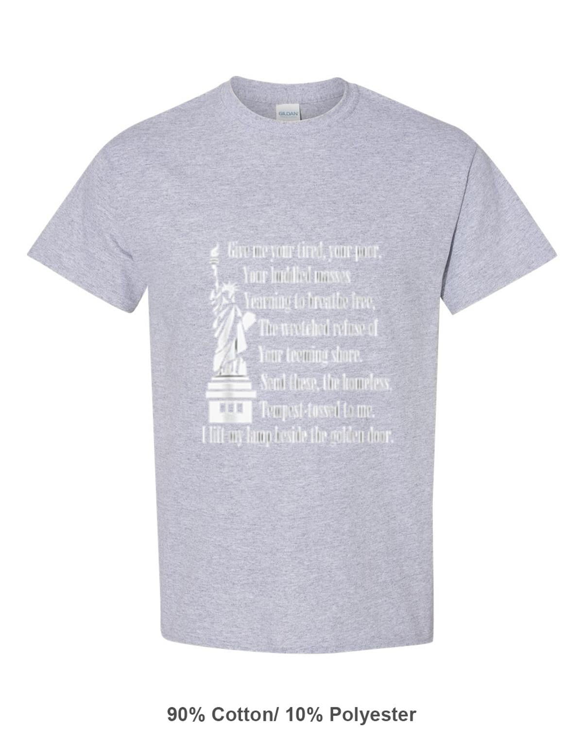 Statue Liberty Give Me Your Tired Quote USA Freedom Bold Graphic T ...