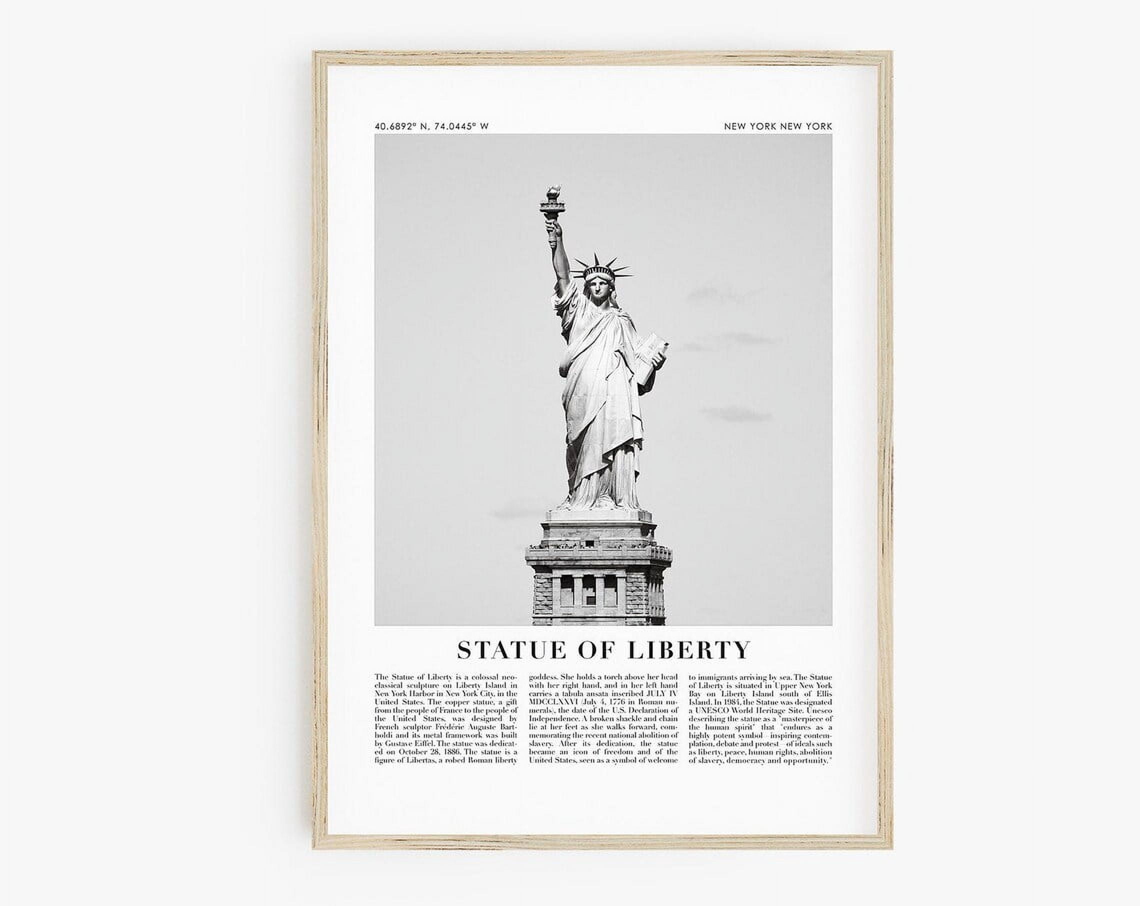 Statue Of Liberty Travel Poster, Black And White Travel Print, New York ...