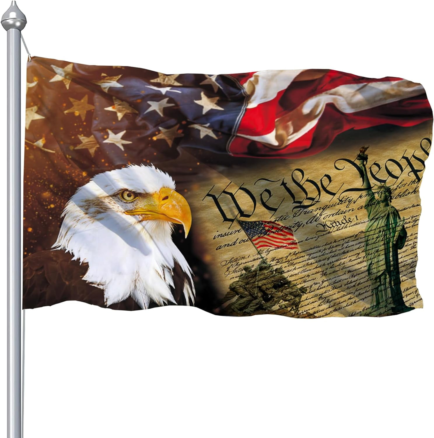 Statue of Liberty We The People Flag Outside, Rustic Constitution Flag ...