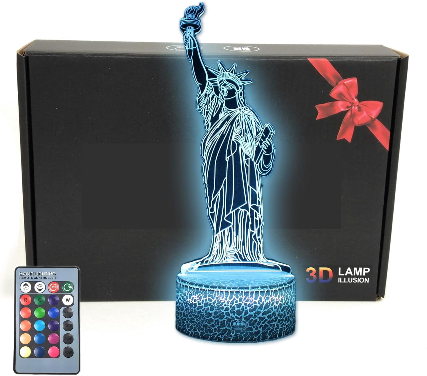Statue of Liberty World Landmark Building 3D Illusion LED Table Lamp ...