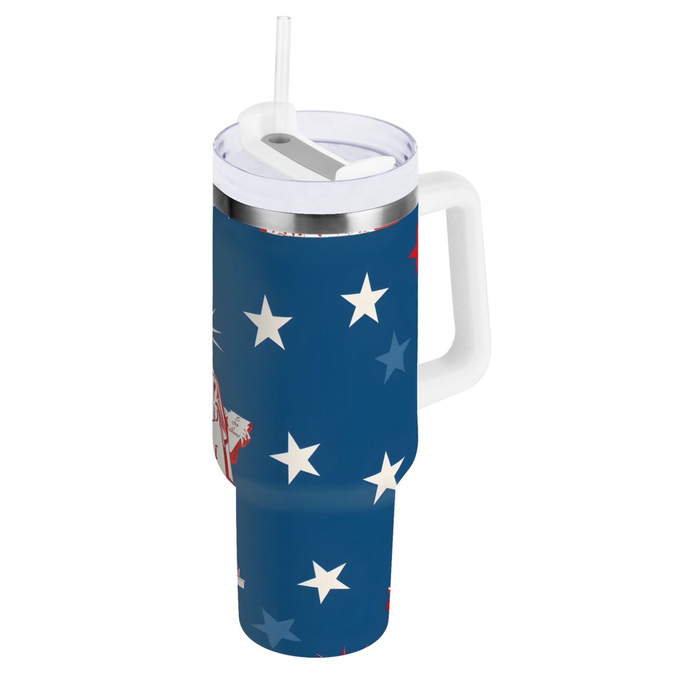 Statue Liberty and Stars 30 oz Tumbler with Handle and Straw Lid Vacuum ...