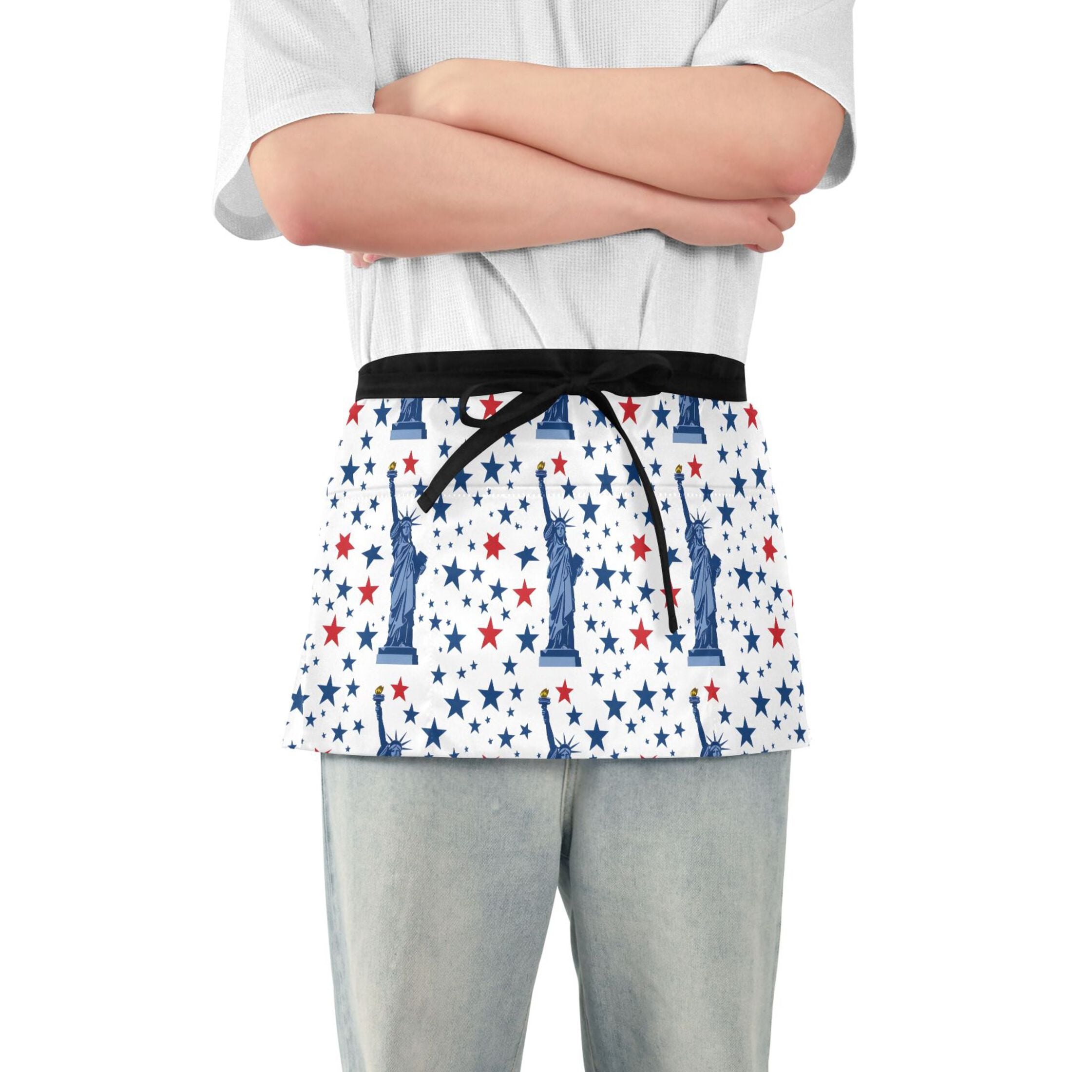 Statue Liberty with Stars Server Apron with 3 Pockets Waterproof ...