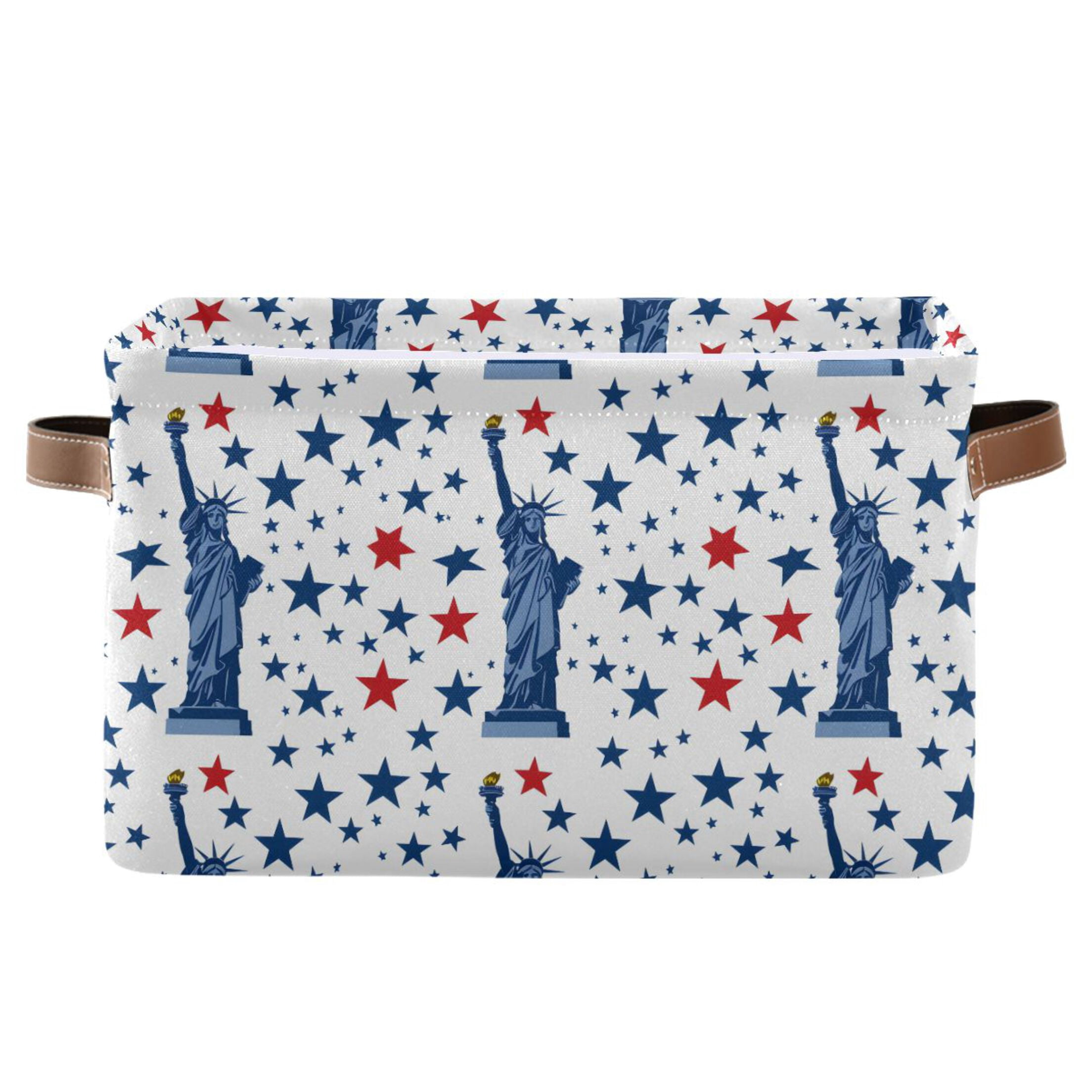 Statue Liberty with Stars Storage Bins with Handle Fabric Organizer ...
