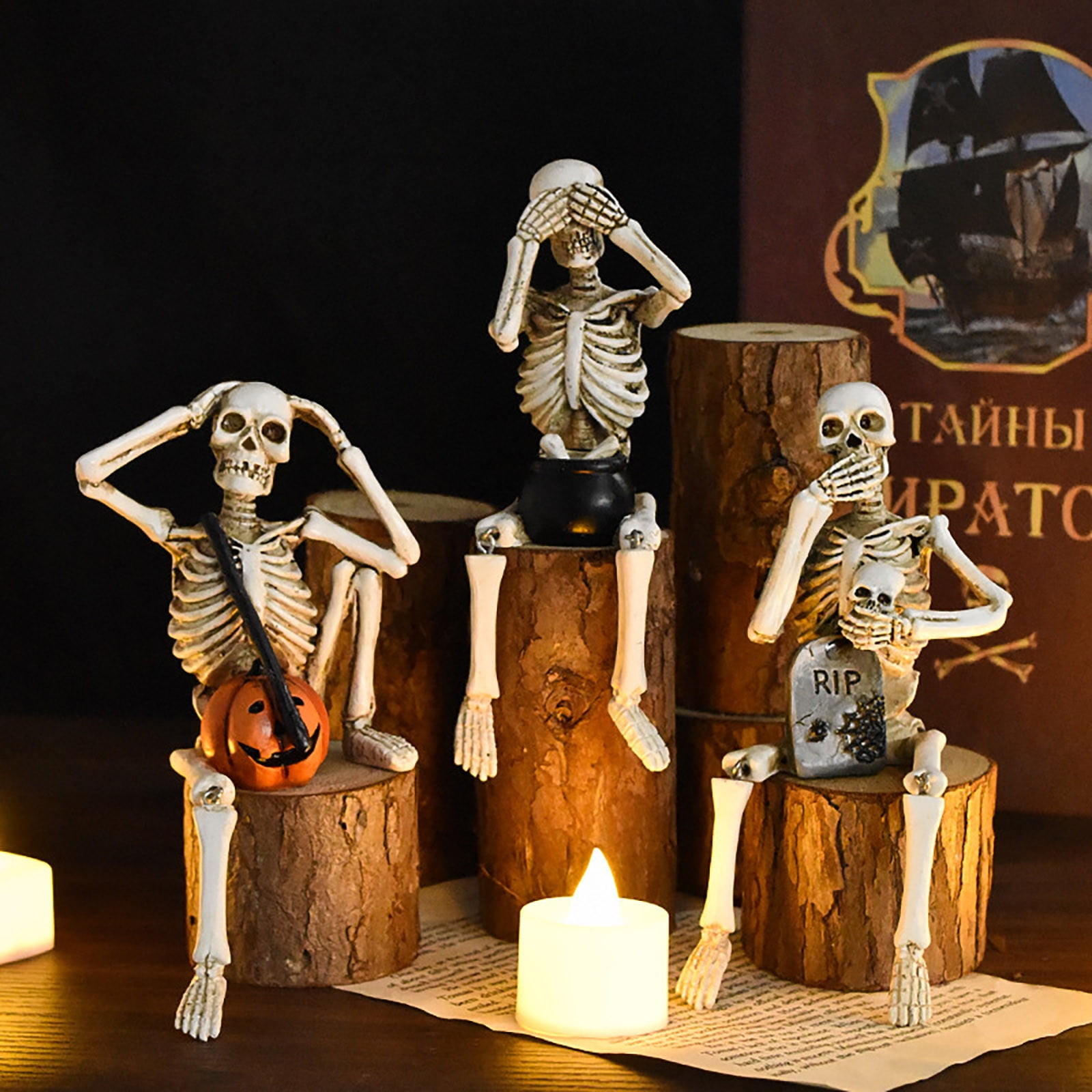 Halloween Statue: No Evil No Skeleton Collection Small Statue Realistic ...