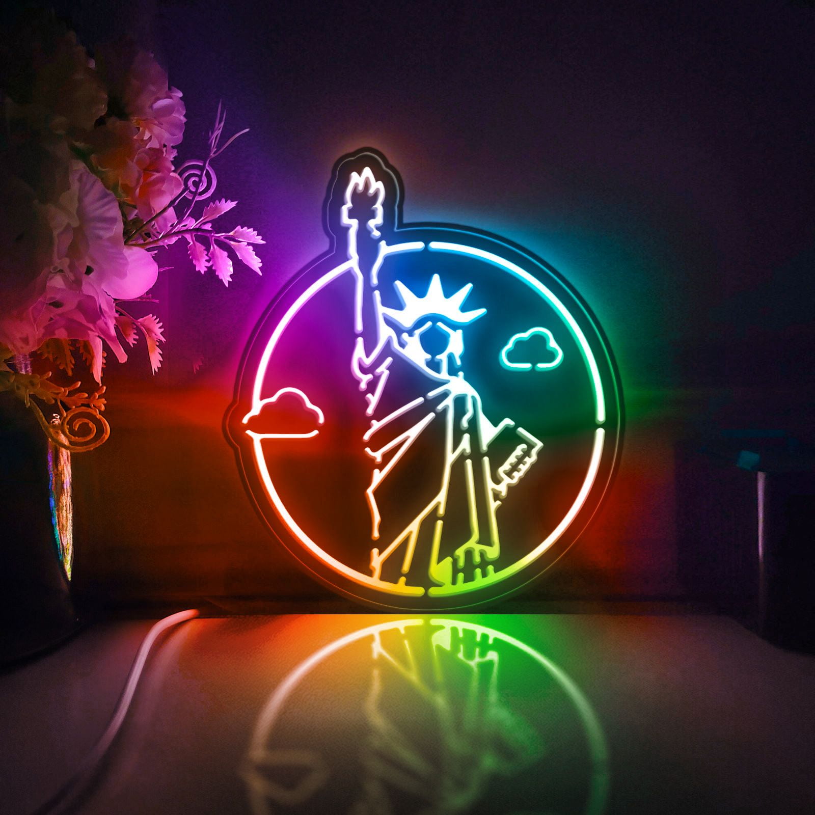 Statue Of Liberty Led Light Box, Dimmable Neon-Like Light Signs USB ...