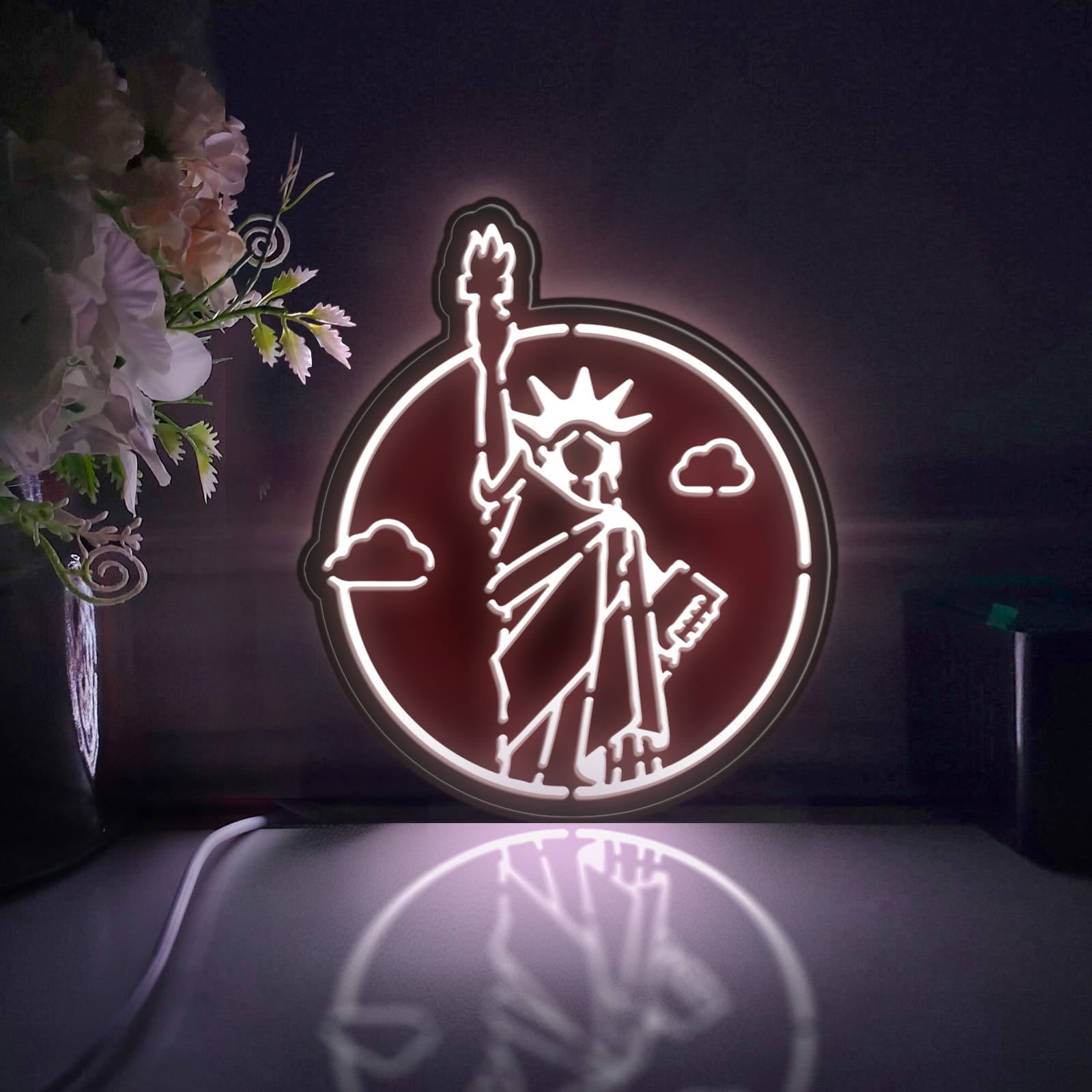 Statue Of Liberty Led Light Box, Dimmable Neon-Like Light Signs USB ...