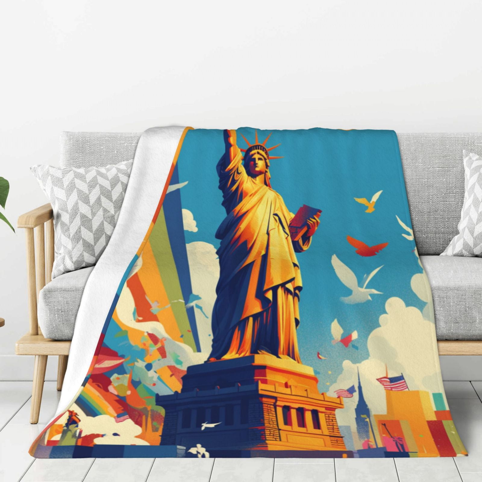 Statue Of Liberty Pride Throw Blanket for Stylish Warm Winter Cabin ...