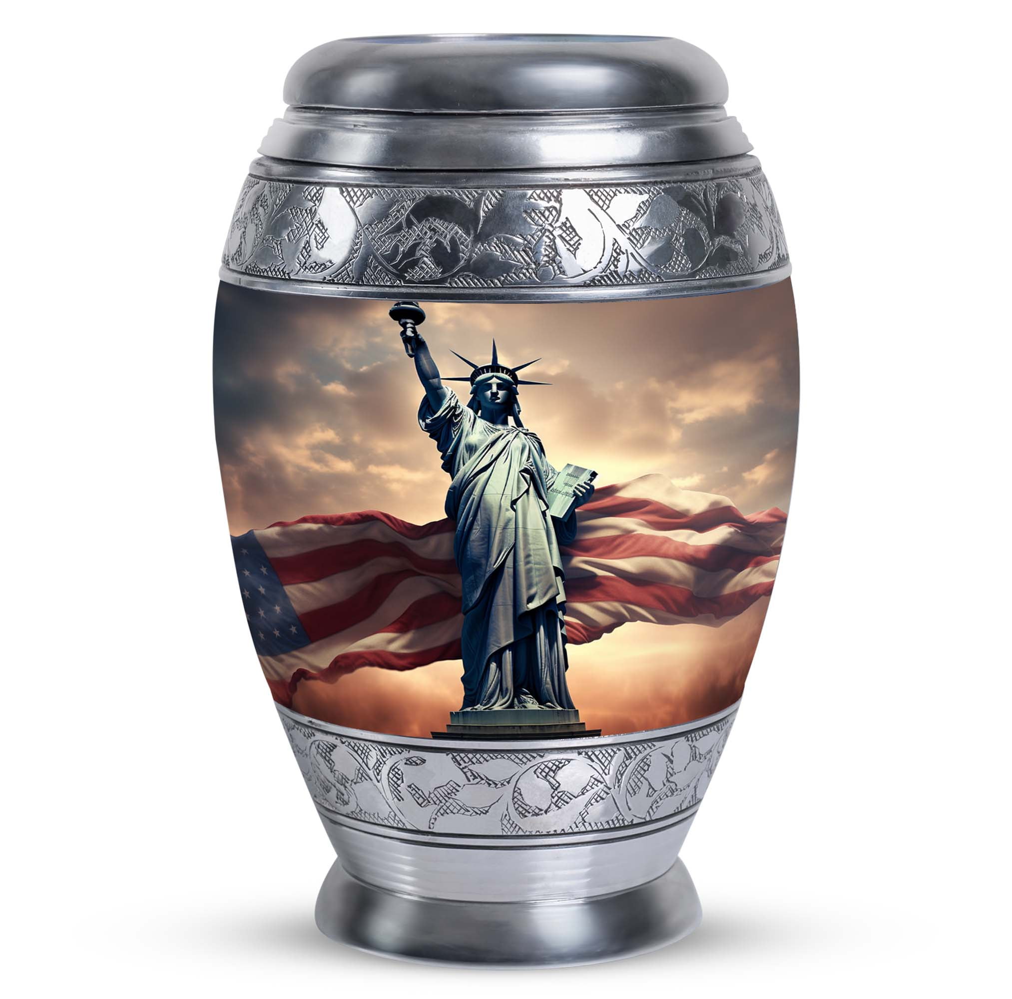 Statue Of Liberty With Flowing American Flag Cremation Urns For Adult ...