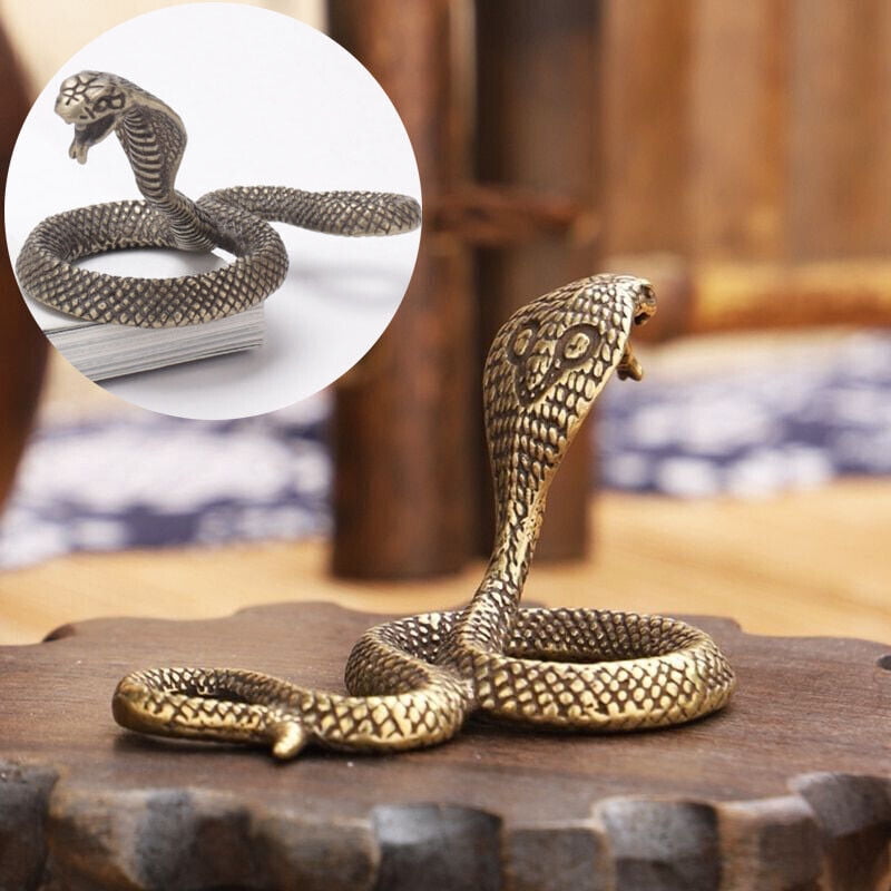 Statue Ornaments Antique Bronze Cobra Snake Miniature Copper Home ...