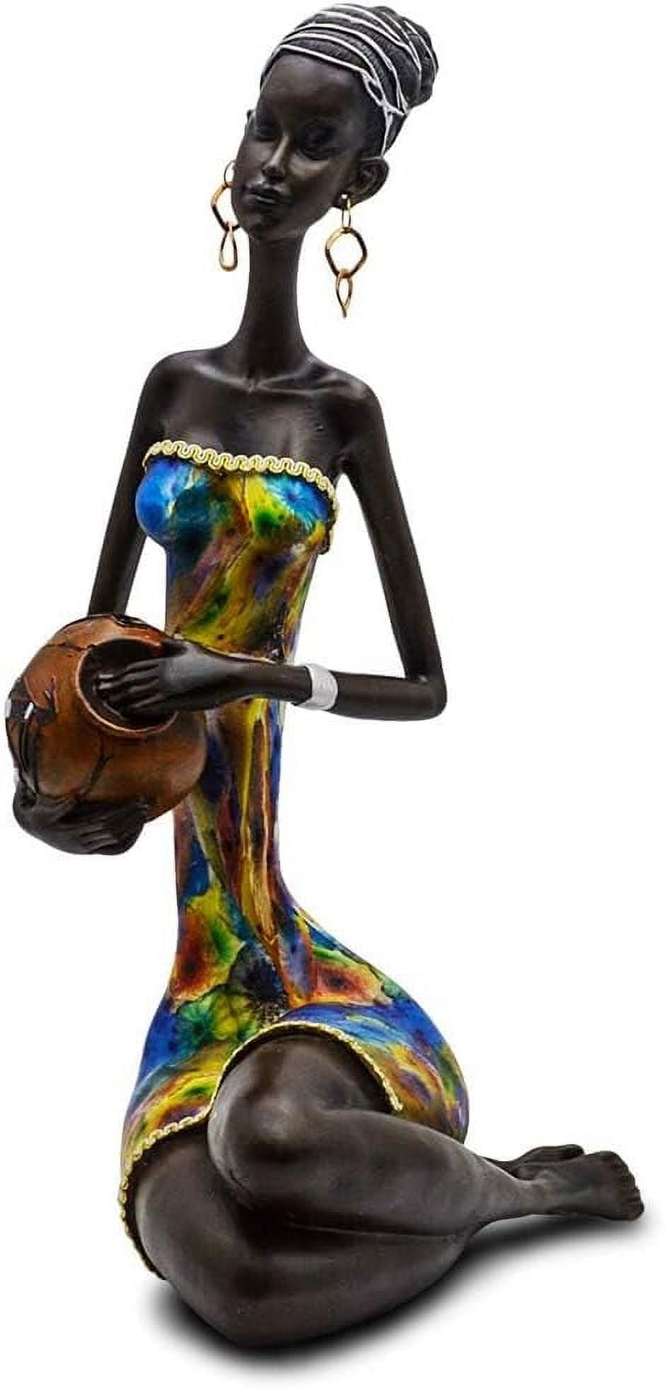 Statue Sculpture Colorfull Dress Sitting Down Lady Statue Collectible ...