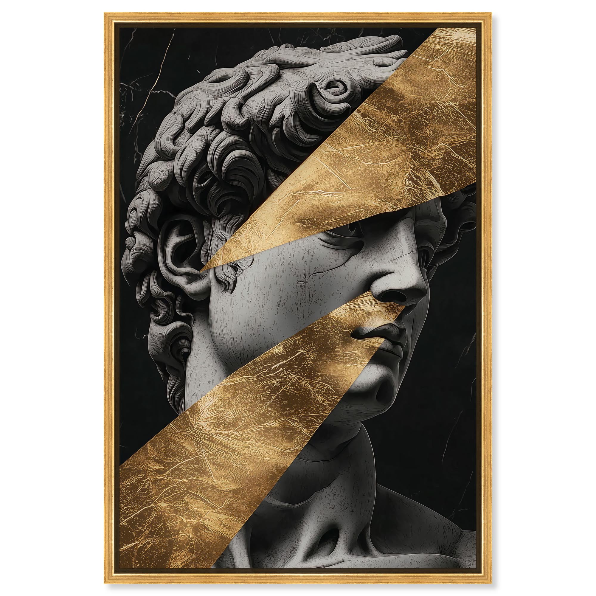 Statue Statues II Canvas Mancave Art by Art Remedy, Gold Frame, 30" x ...