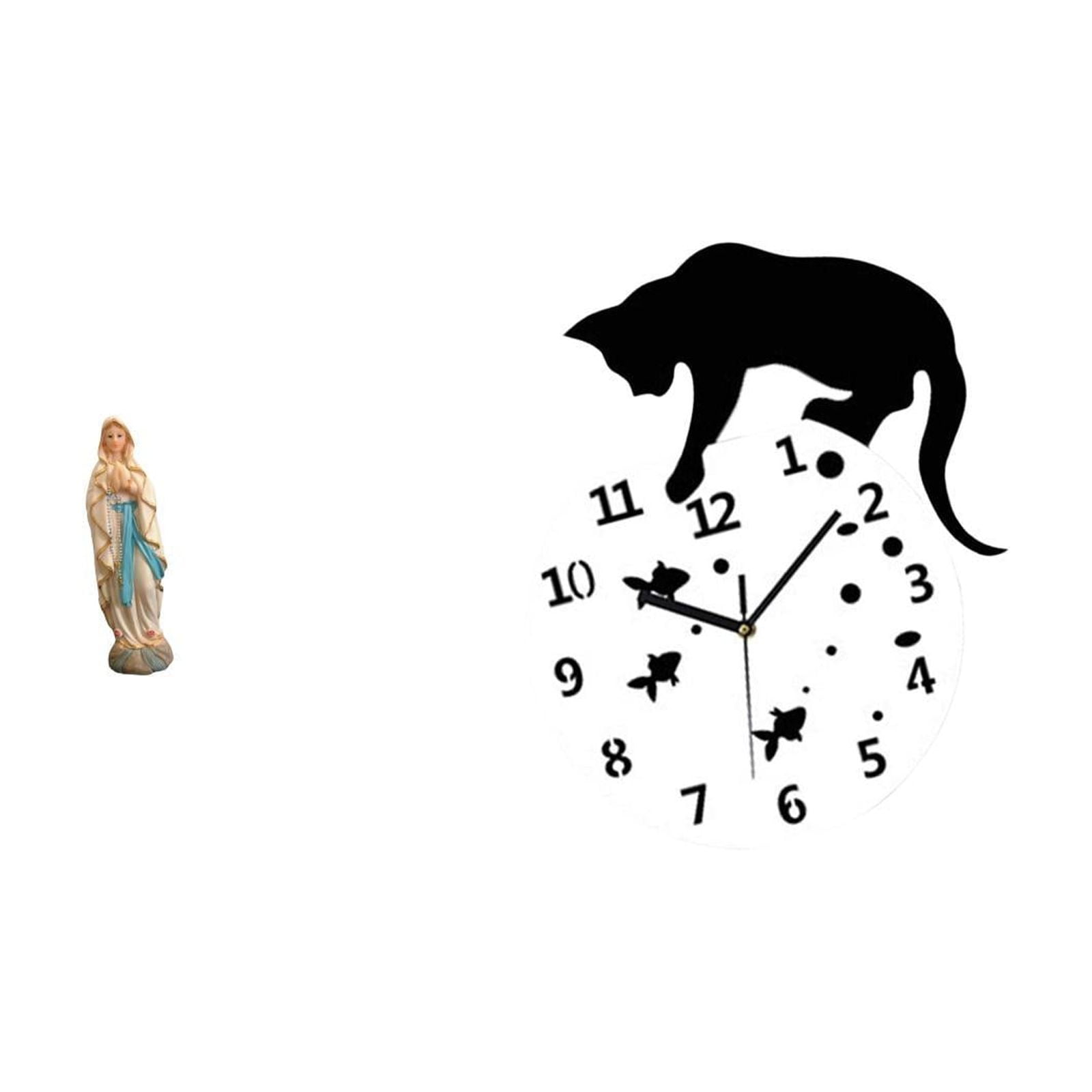 Statue Virgin Mary Figurine Wall Clock with Resin and Glass Material ...