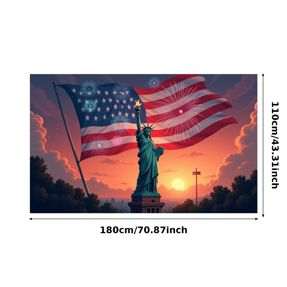 Statue of Liberty Banner American Flag Patriotic Design Celebration ...